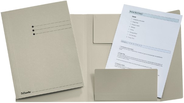 Dossiermap Esselte A4 3 kleppen manilla 275gr grijs GZ OfficeXperience